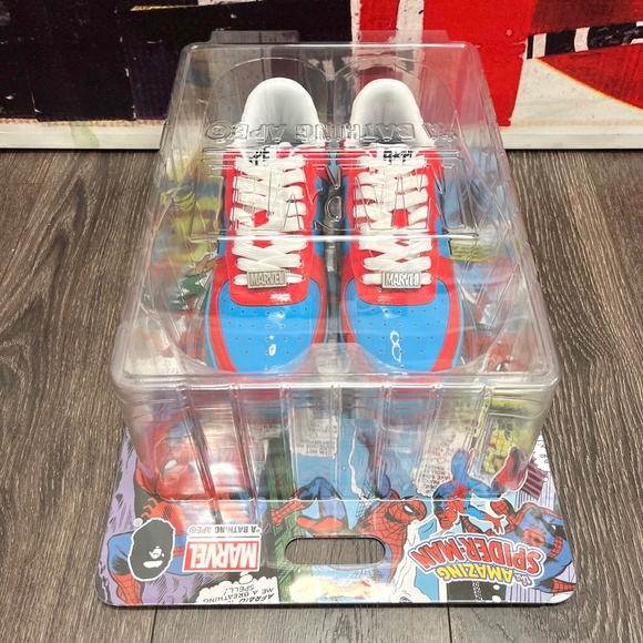 Bape | Shoes | 222 Bape Bapesta Low X Marvel Comics Spiderman Red Blue ...